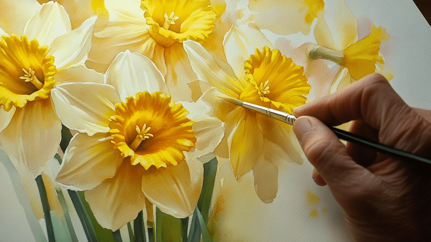 How to Make Your Watercolor Daffodil Art Look Real - Meredith Plays