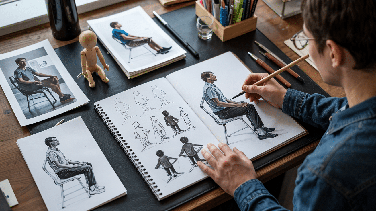 Mastering the Sitting Pose Reference for Drawing - Meredith Plays