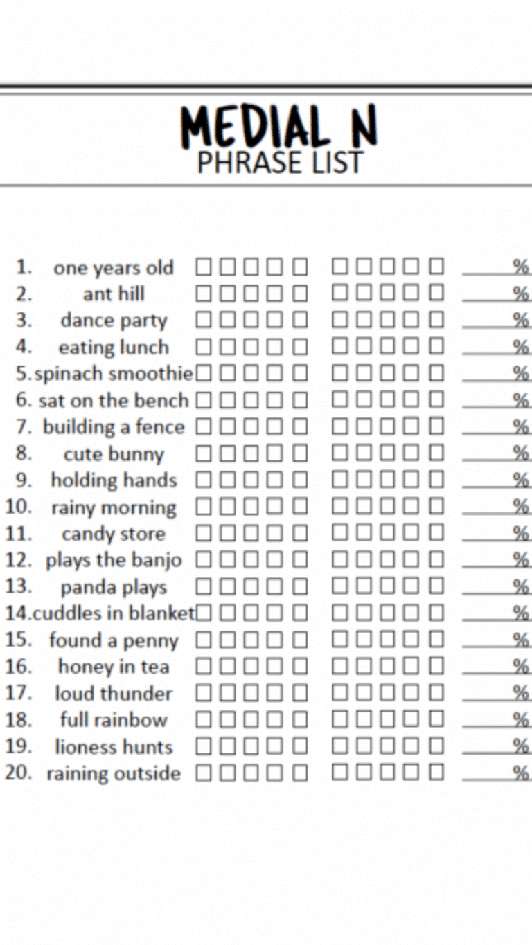 The Context of Medial N Words in Speech Therapy - Meredith Plays