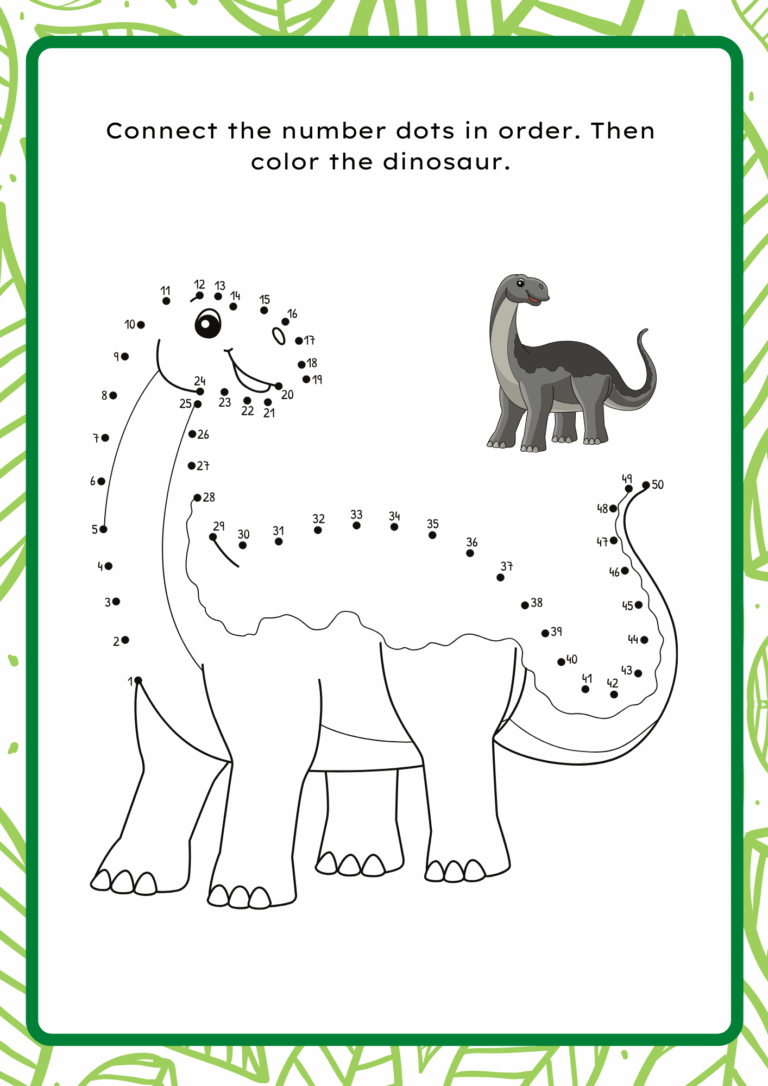 Free Fun Dinosaur Dot to Dot Printables for Kids - Meredith Plays