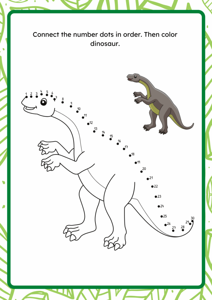 Free Fun Dinosaur Dot to Dot Printables for Kids - Meredith Plays