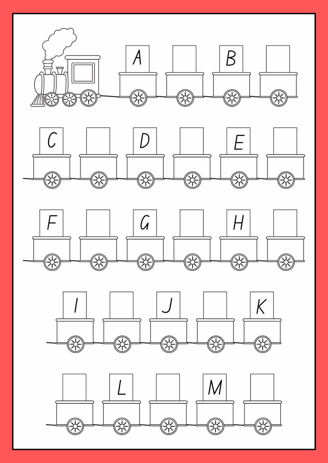 Download Match Letters to Letter Trains Worksheet (PDF) - Meredith Plays