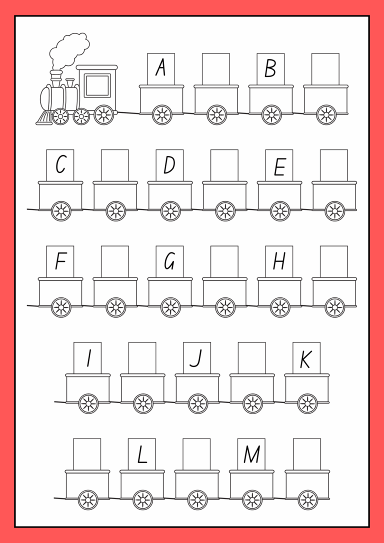 Download Match Letters to Letter Trains Worksheet (PDF) - Meredith Plays