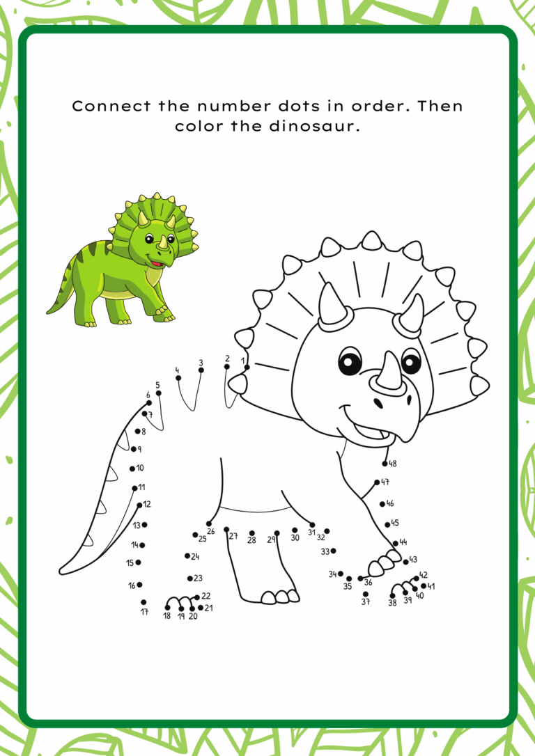 Free Fun Dinosaur Dot to Dot Printables for Kids - Meredith Plays