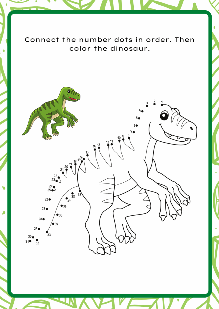 Free Fun Dinosaur Dot to Dot Printables for Kids - Meredith Plays
