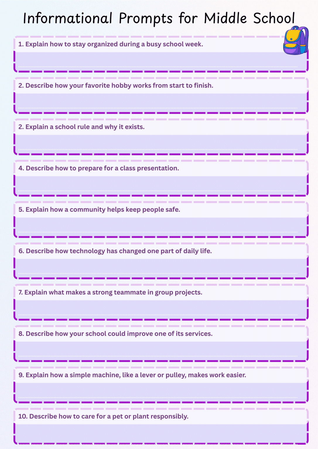 100 + Writing Prompts for Middle School (Free Printable PDF) - Meredith ...