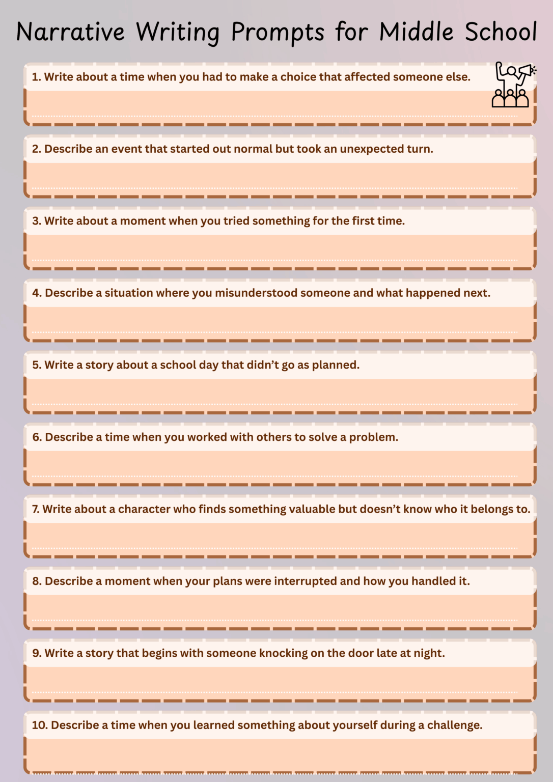 100 + Writing Prompts for Middle School (Free Printable PDF) - Meredith ...