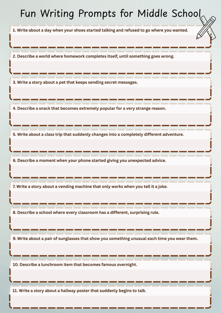 100 + Writing Prompts for Middle School (Free Printable PDF) - Meredith ...