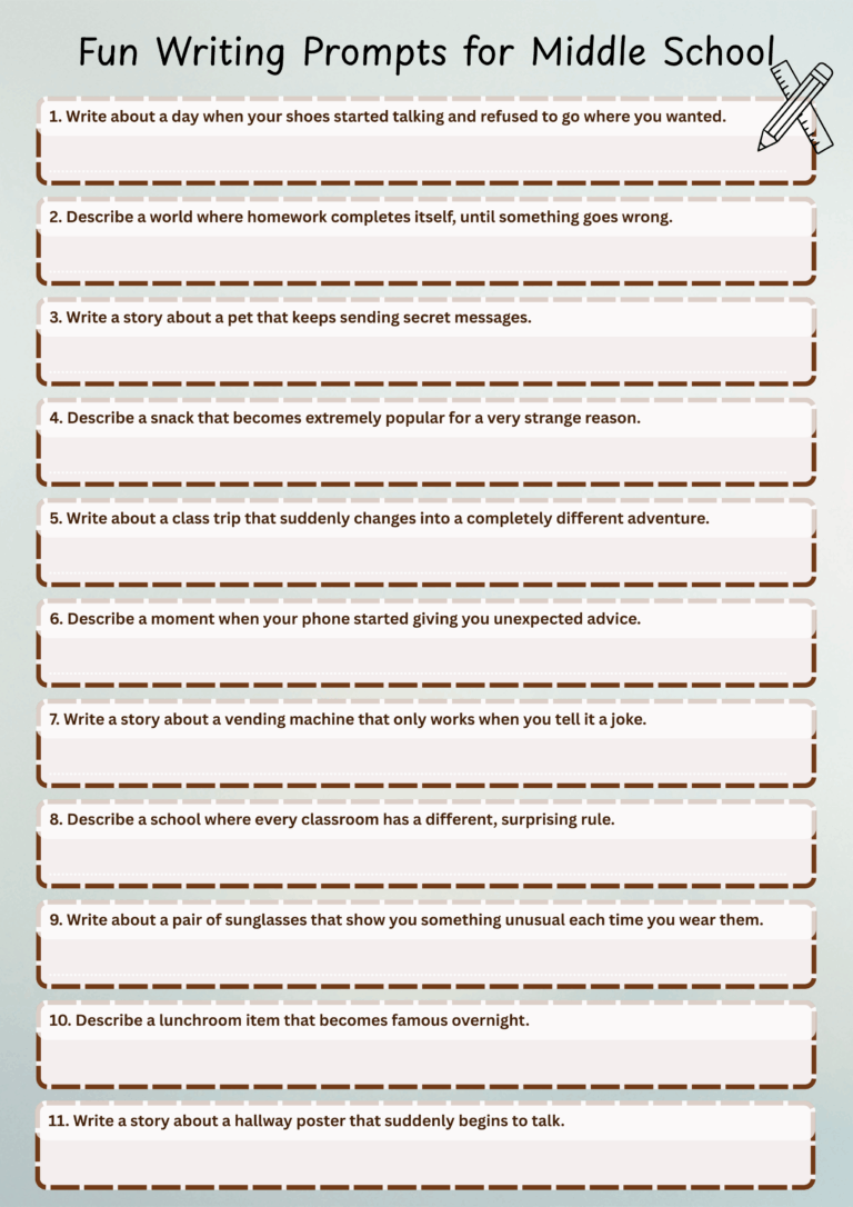 100 + Writing Prompts for Middle School (Free Printable PDF) - Meredith ...